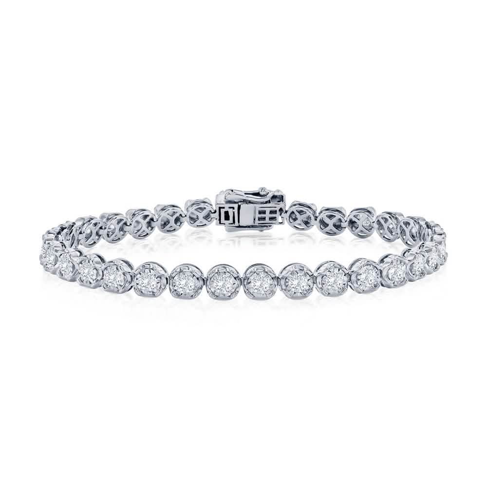 Sterling Silver, 2.34cttw Lab-Grown Diamond Tennis Bracelet - (35 Ston ...